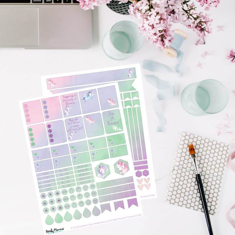 Free Printable Unicorn Planner Stickers - Nerdy Mamma