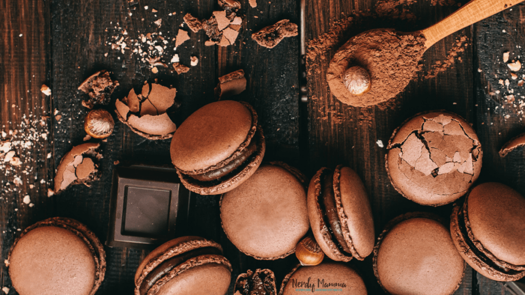 Dark Chocolate Caramel Macarons Recipe - Nerdy Mamma