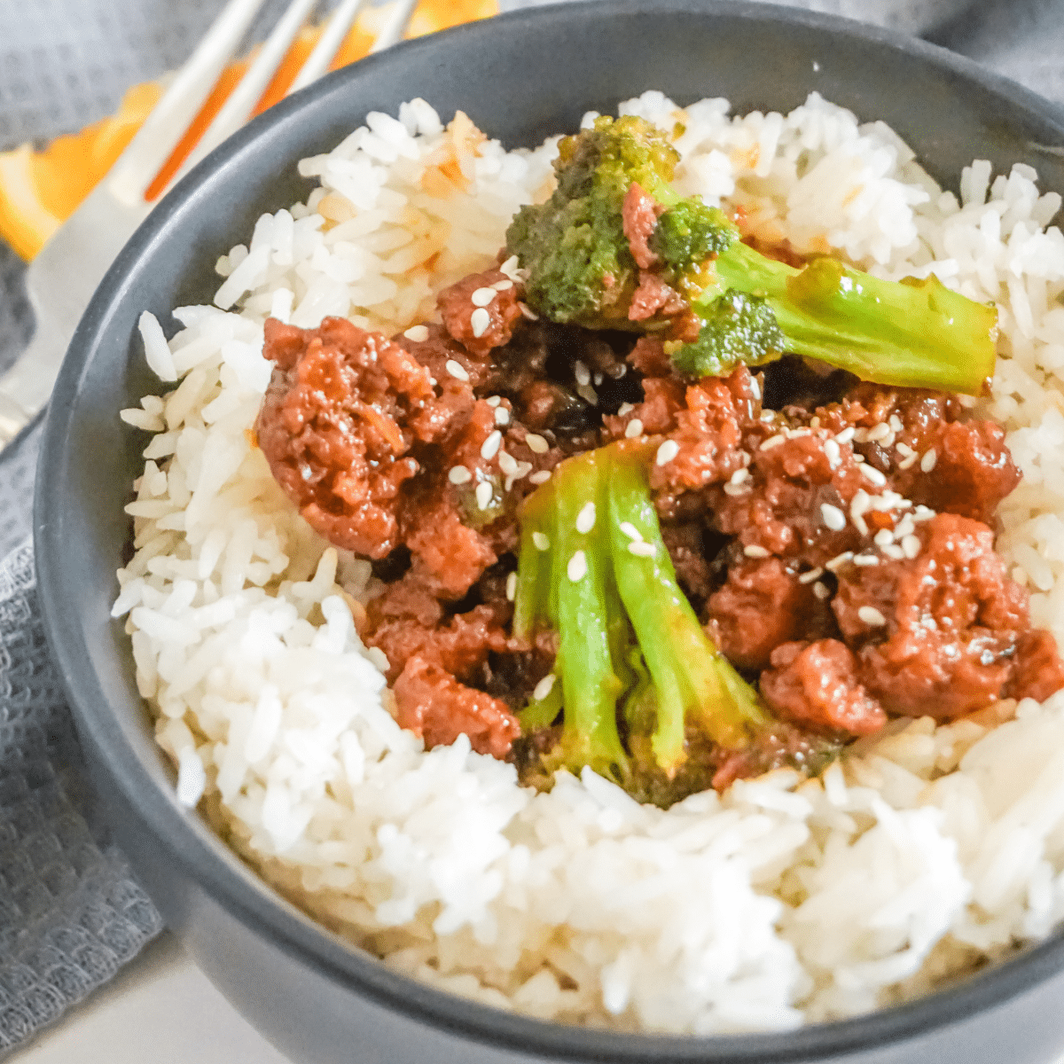 Mongolian Beef Rice Bowl - Nerdy Mamma